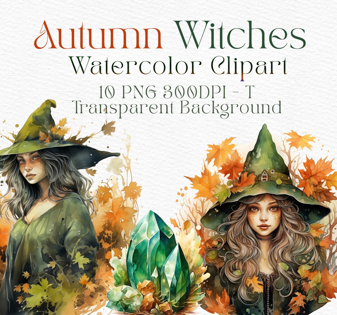 Watercolor Autumn Witch Clipart High Quality Witches Transparent Pngs ...