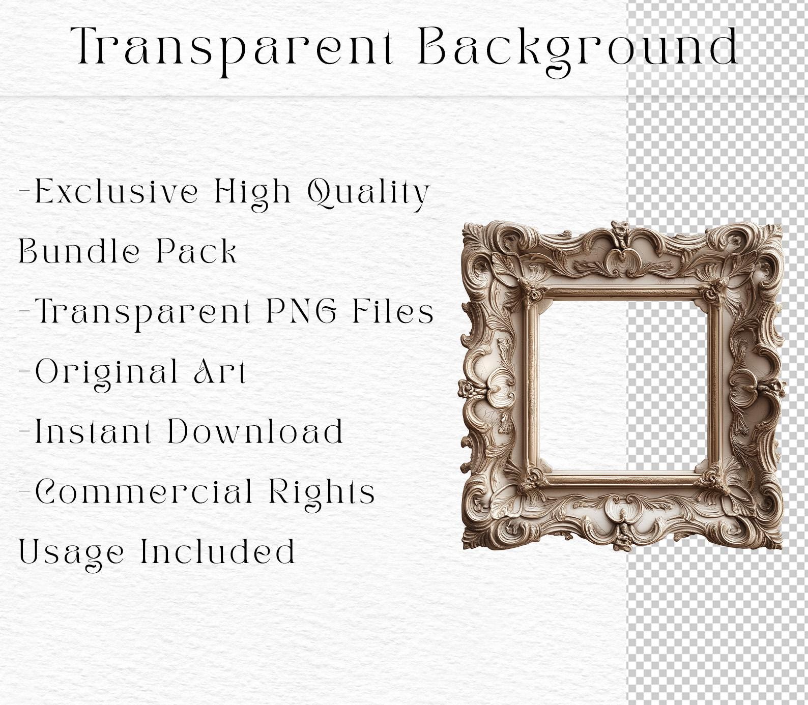 Printable Antique Gold Frames Clipart Victorian Era Rococo Silver ...