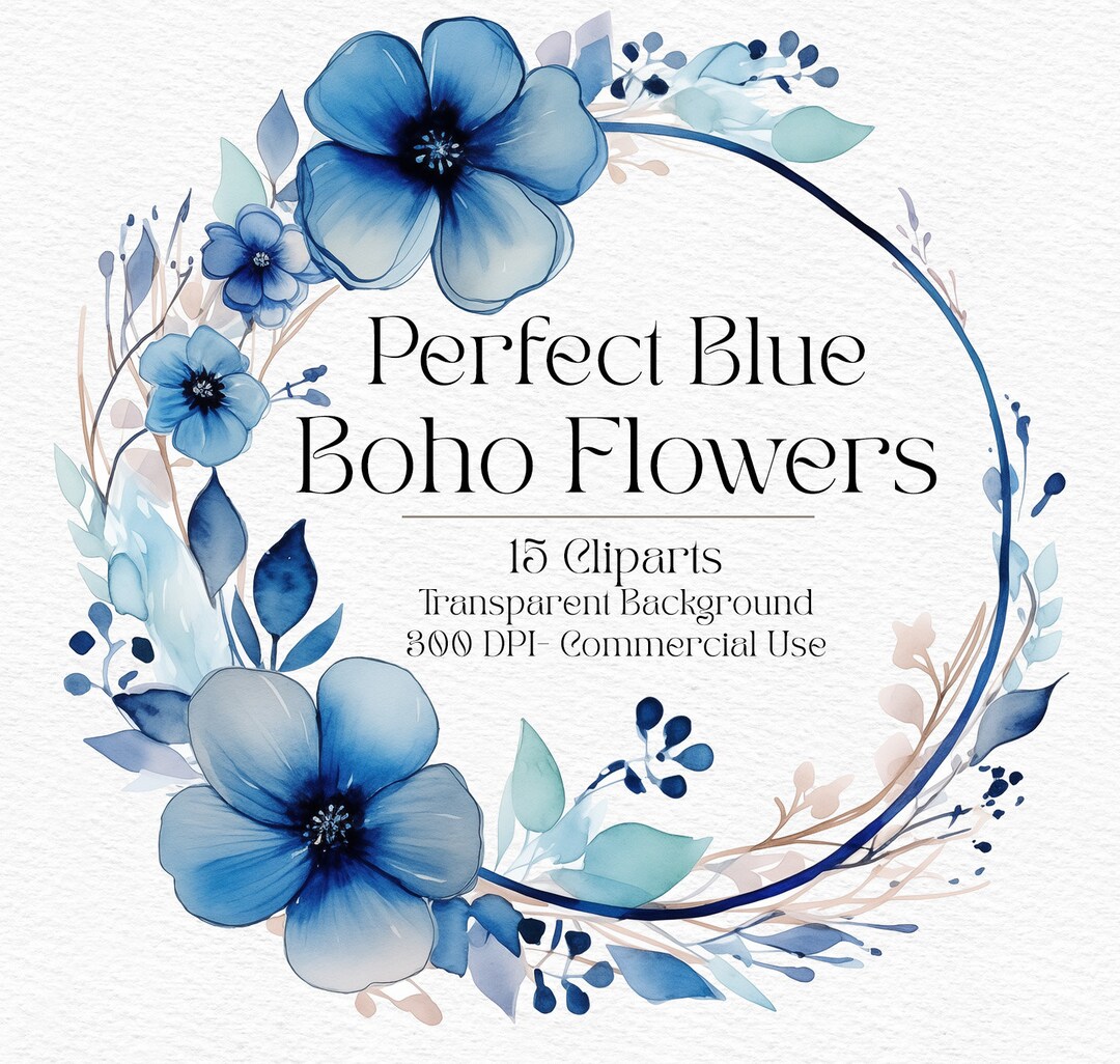 Watercolor Blue Flowers PNG Floral Watercolor Borders Frame Flowers Art ...