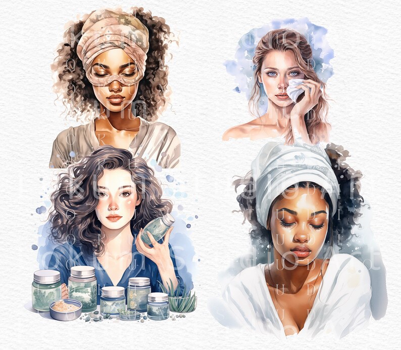 Watercolor Self Care Clipart Bundle, Meditation Clip Art, Self Care PNG ...