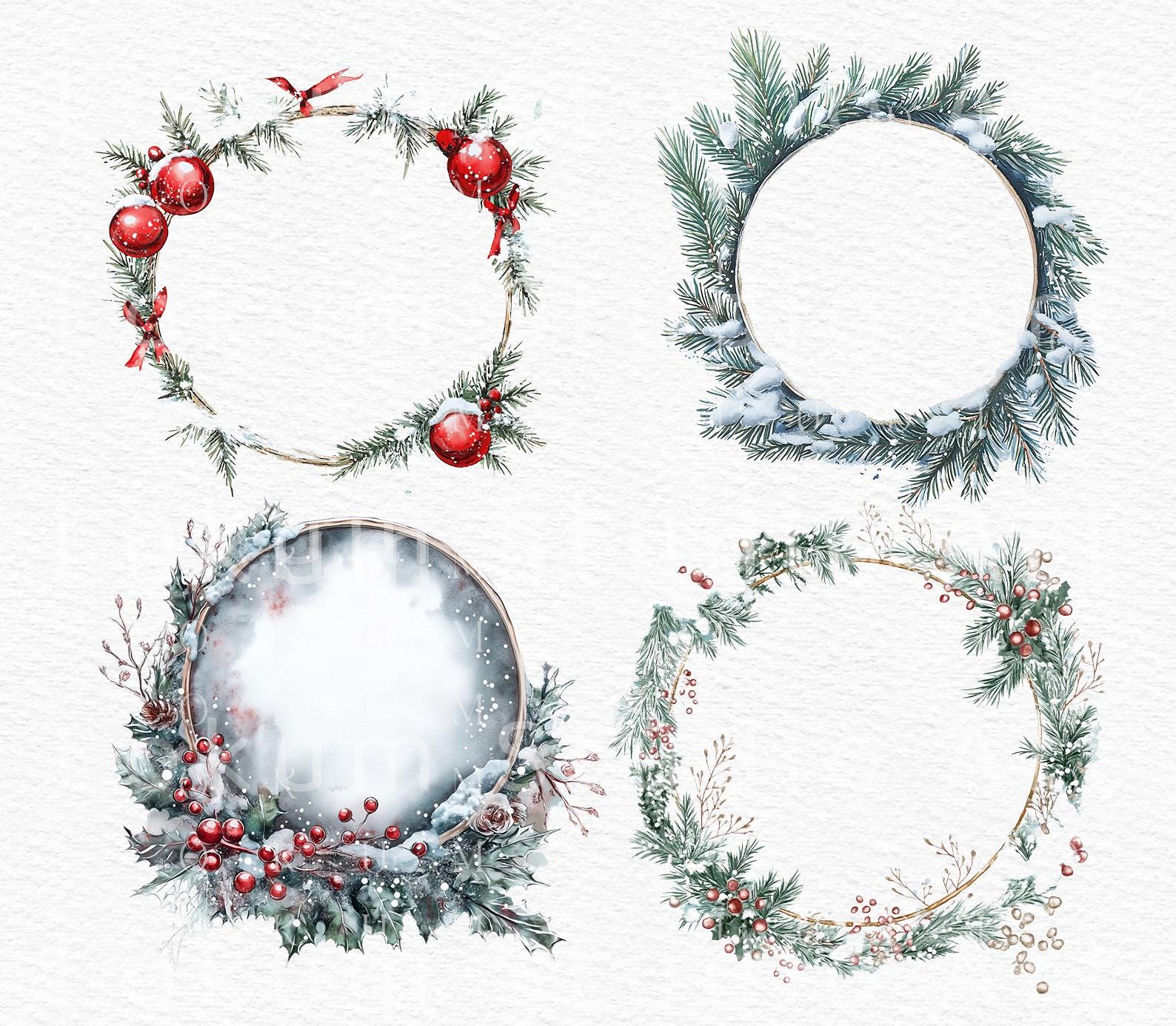 Christmas Winter Frames Clipart Festive Ornaments Cozy Winter Vintage ...