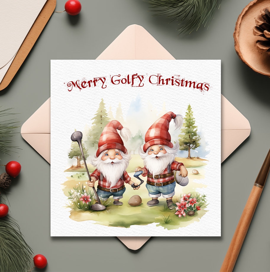 Christmas Gnomes Playing Golf Funny Clip Art Artful PNG Digital Xmas ...