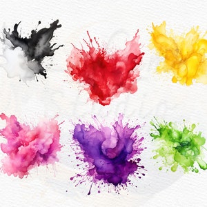 Watercolor Splashes Clipart Color Splash Clip Art Pastel Brush Strokes ...
