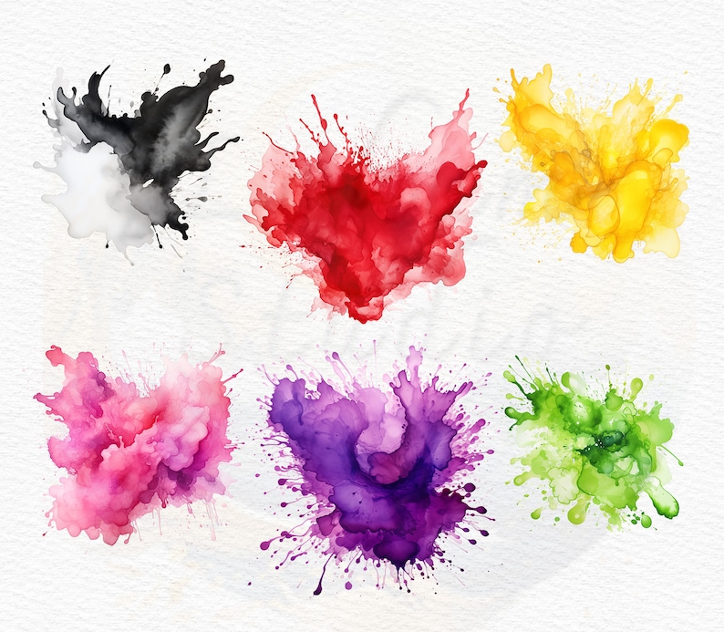 Watercolor Splashes Clipart Color Splash Clip Art Pastel Brush Strokes ...