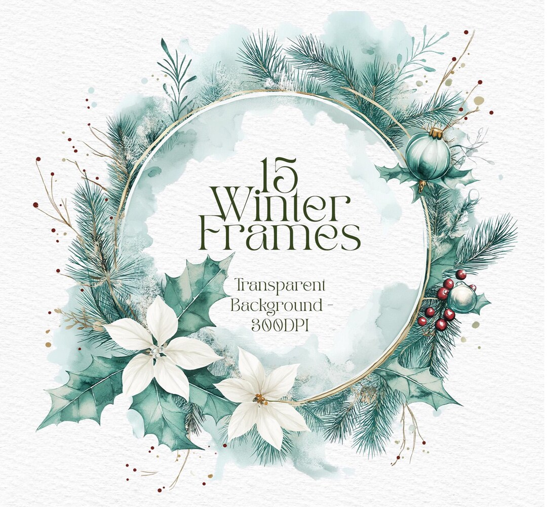 Christmas Winter Frames Clipart Festive Ornaments Cozy Winter Vintage ...