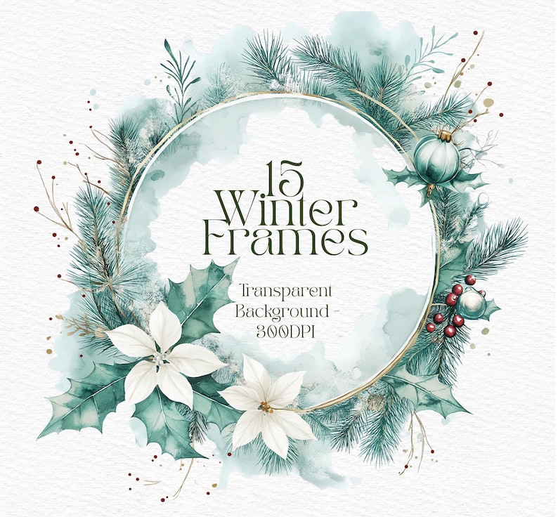 Christmas Winter Frames Clipart Festive Ornaments Cozy Winter Vintage ...