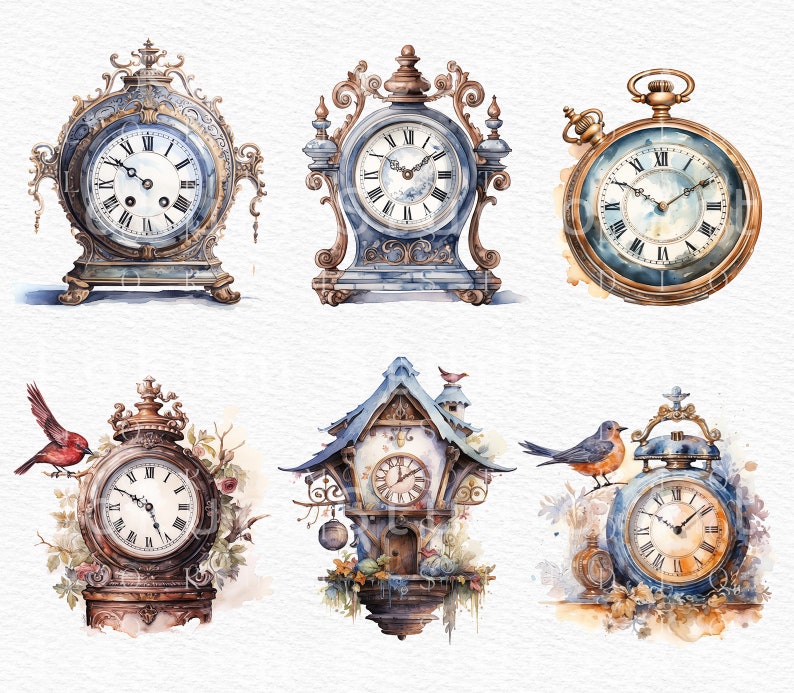 Vintage Cuckoo Clock Bundle Old Fashion Clip Art Antique PNG Grandpa ...