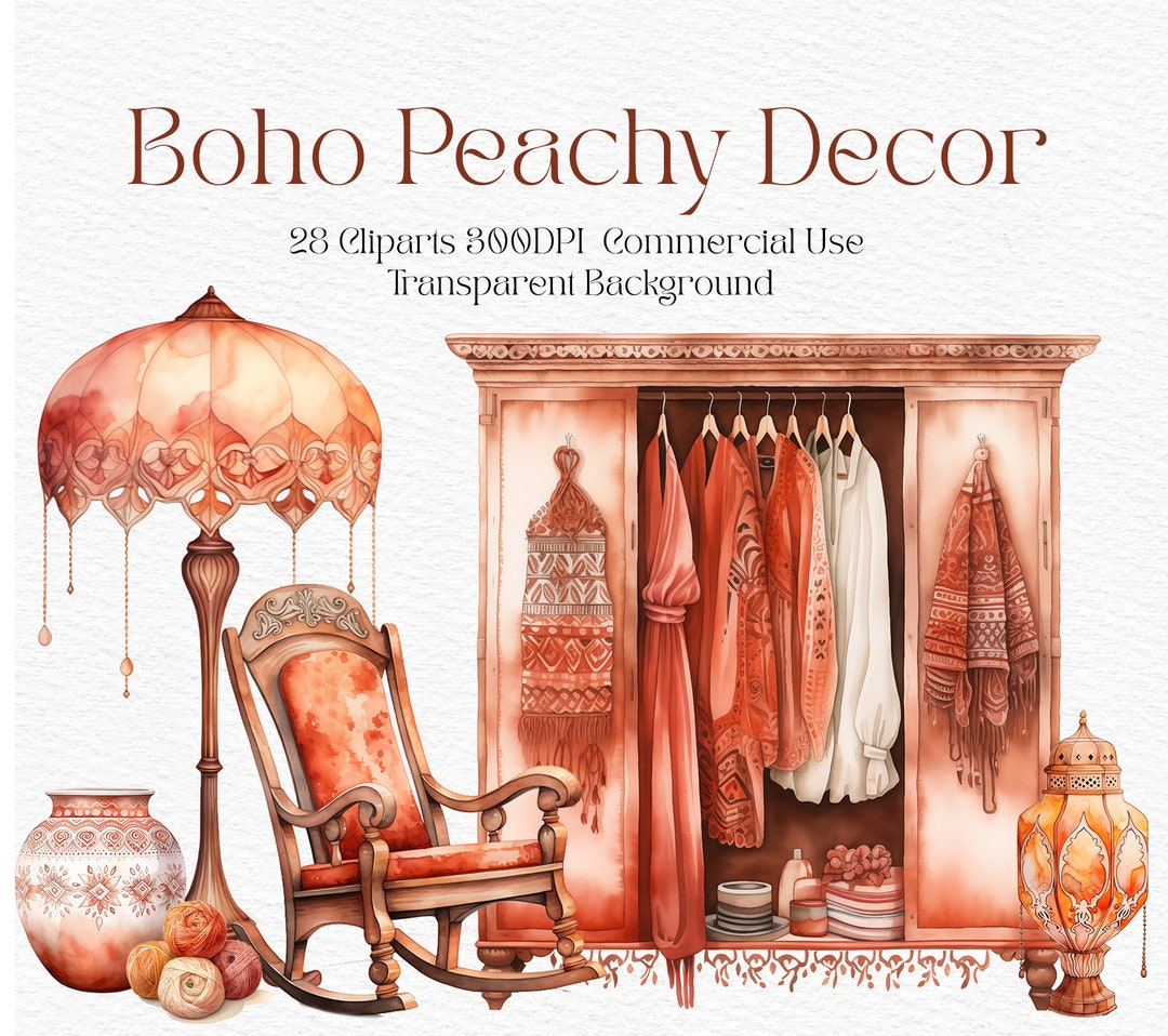 Watercolor Bohemian Cozy House PNG Clipart Boho Clipart Kit Rustic Cozy ...