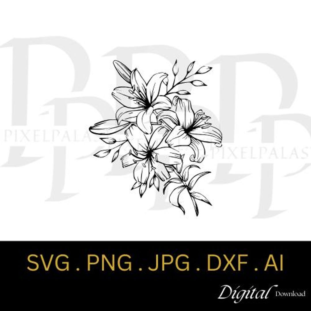 Lilies DIGITAL PRODUCT .svg .png .jpg .dxf . Ai. for Instant Download ...