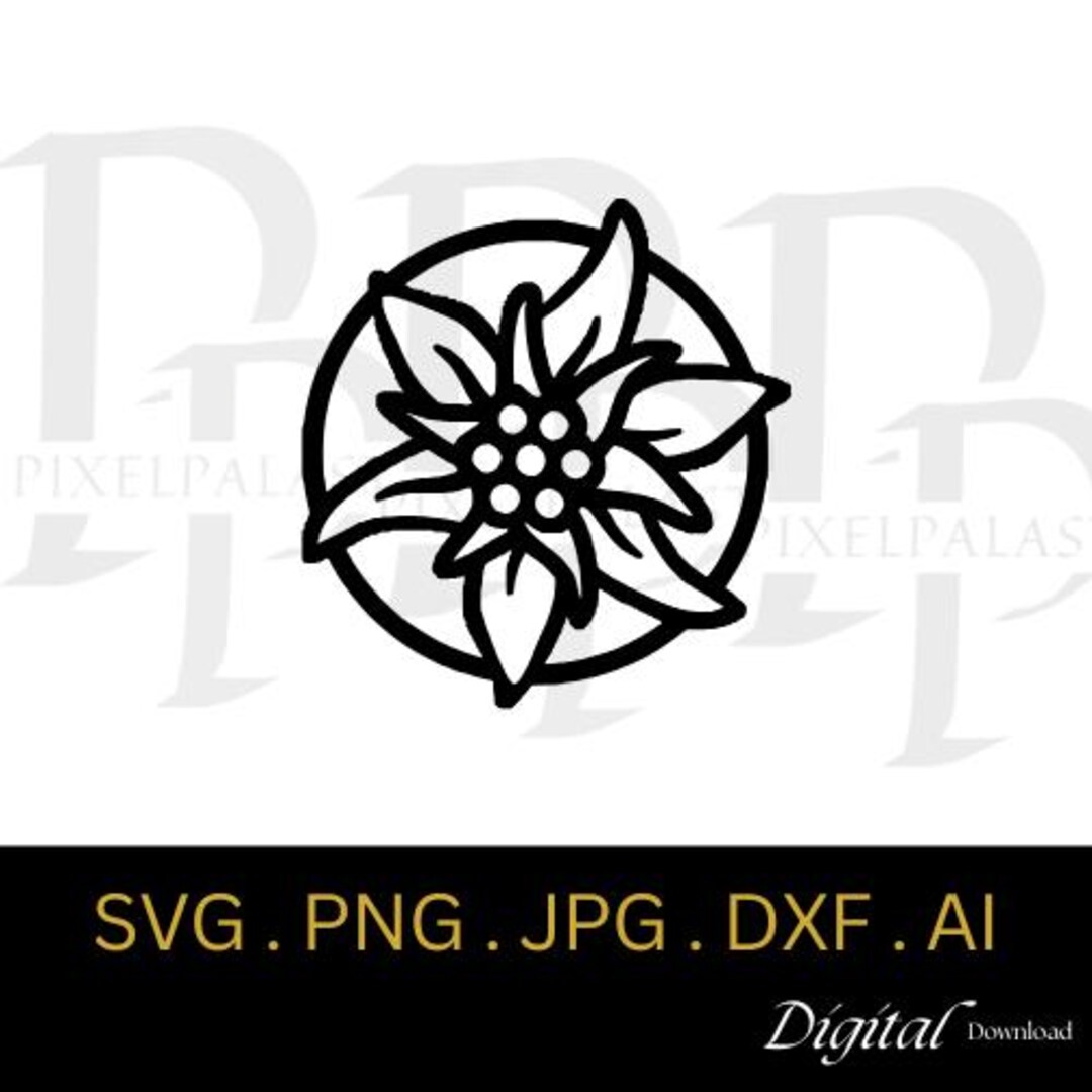 Edelweiss DIGITAL PRODUCT .svg .png .jpg .dxf . Ai . for Instant ...