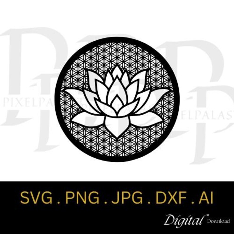 Lotus Flower of Life DIGITAL PRODUCT .svg .png .jpg .dxf . Ai. for ...