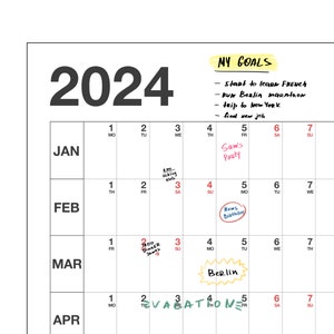 Printable Wall Planner 2024 | Horizontal Wall Dated Planner 2024 ...