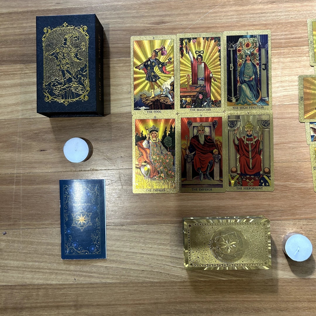 Gold Tarot in Box Tarot Cards Deck for Beginners With Guide Book ...