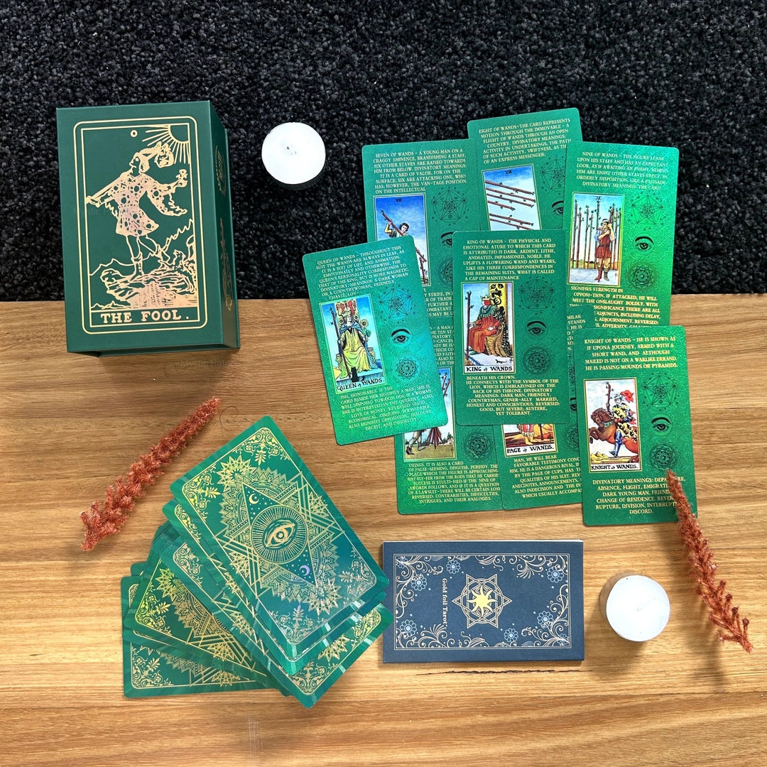 Green Gold Tarot Cards Deck in a Box With Guide Book Divination Cards ...