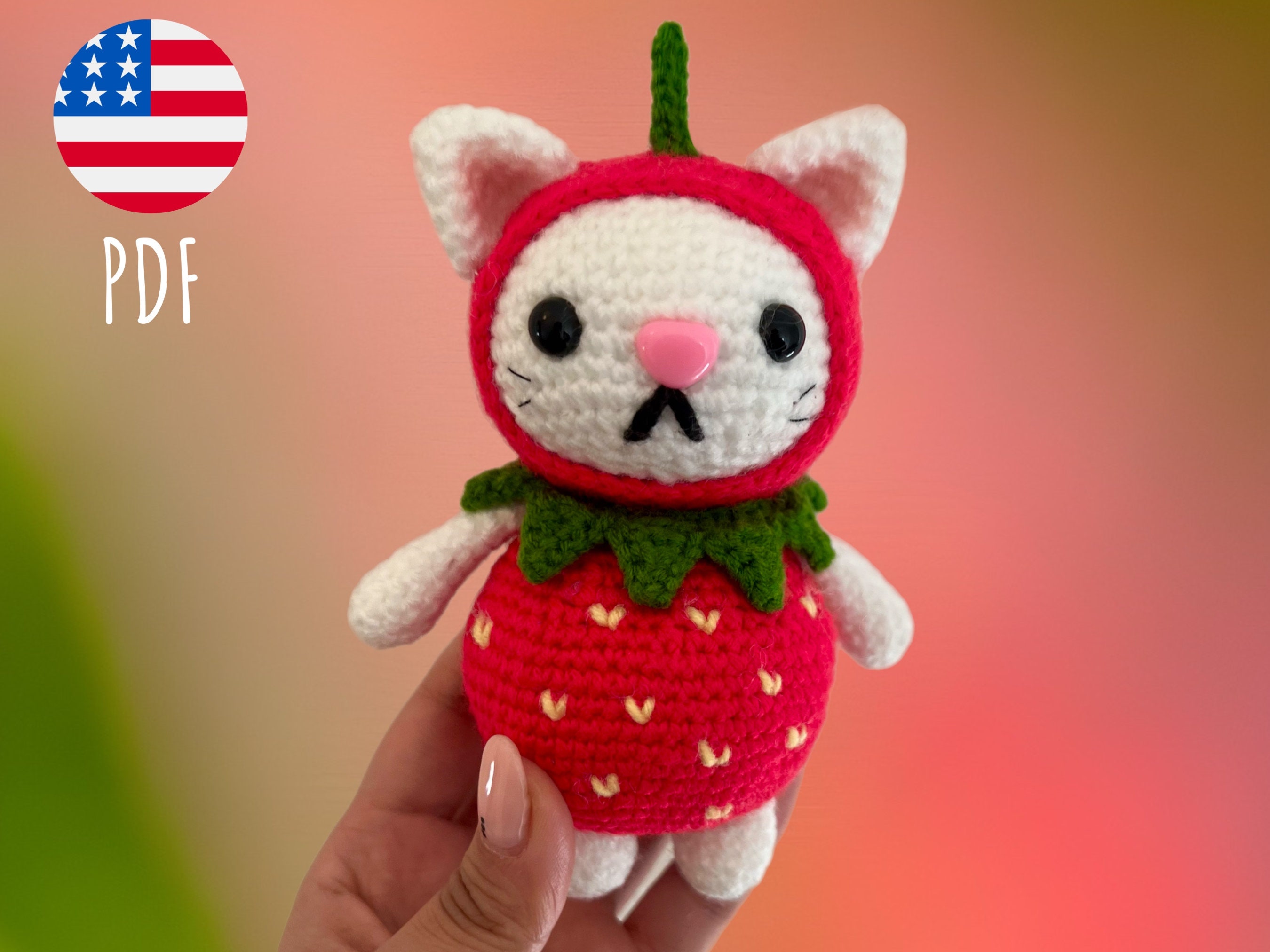 Strawberry Cat Crochet Pattern - Etsy