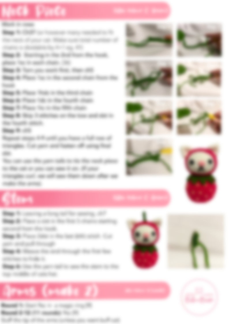 Strawberry Cat Crochet Pattern - Etsy