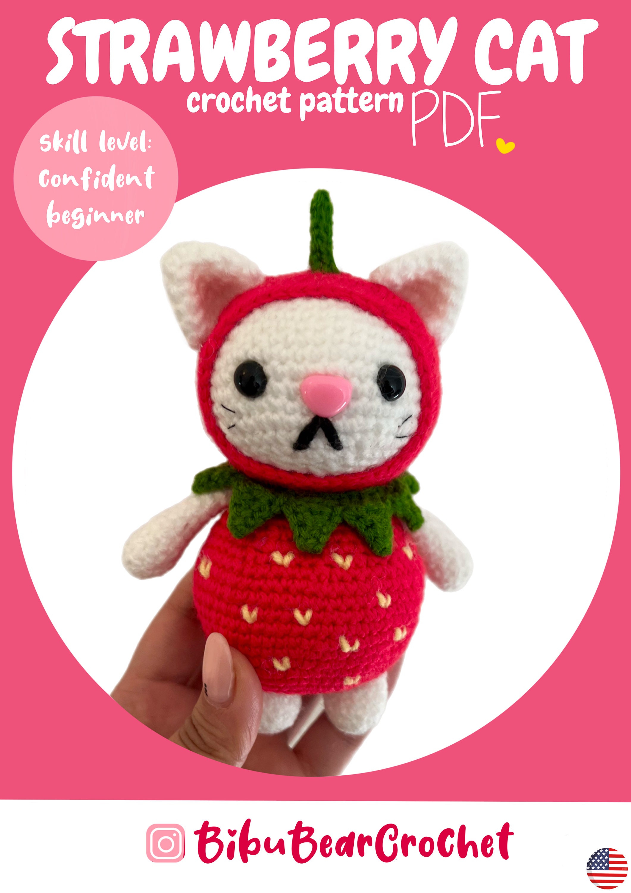 Strawberry Cat Crochet Pattern - Etsy