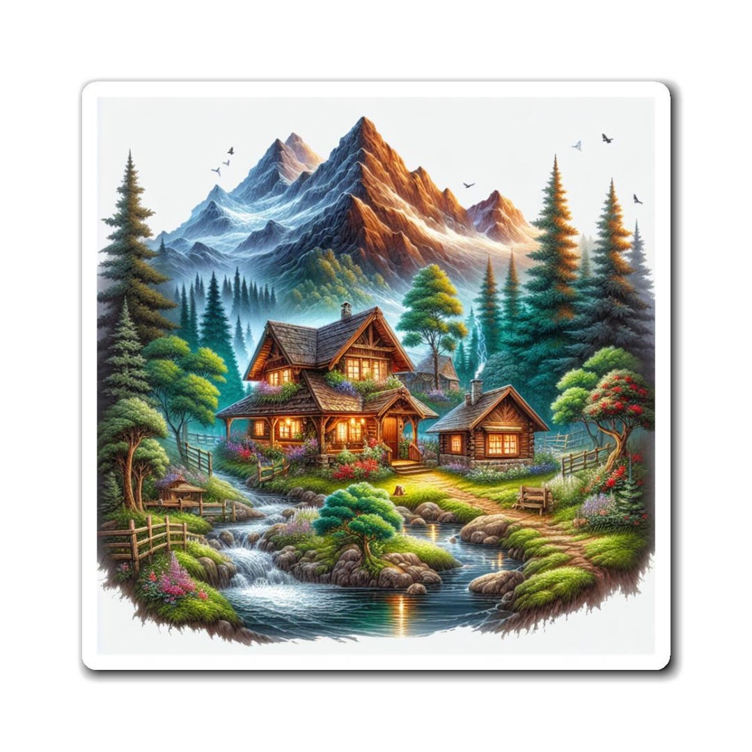 Magnets Rustic Forest Cottage - Etsy