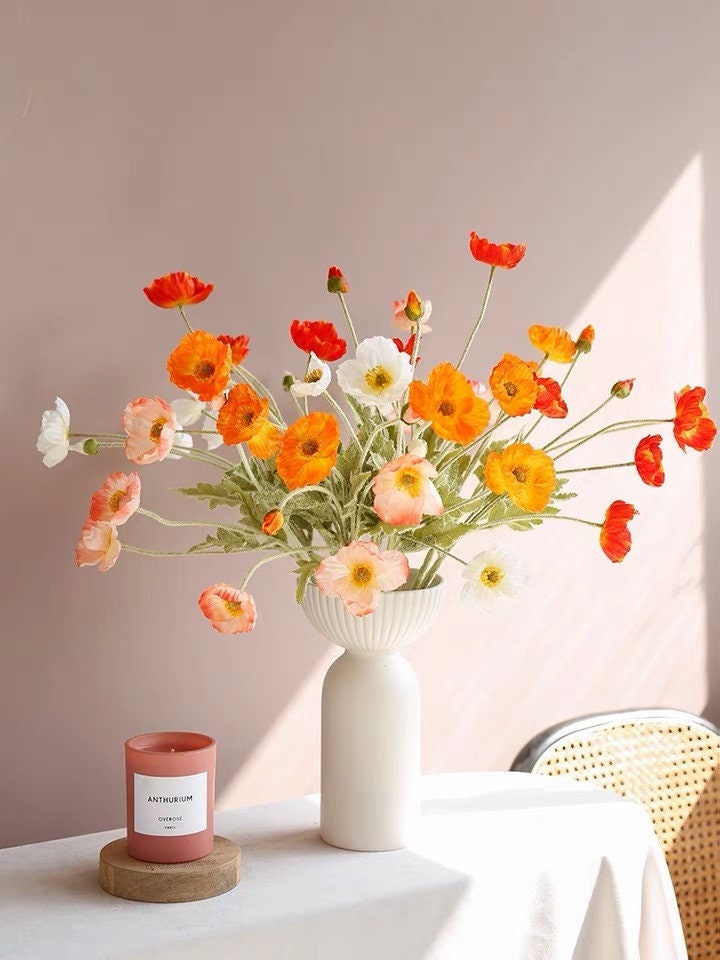 4 Head Faux Poppy Flowers23.5 Silk Flower Poppy DIY - Etsy Canada