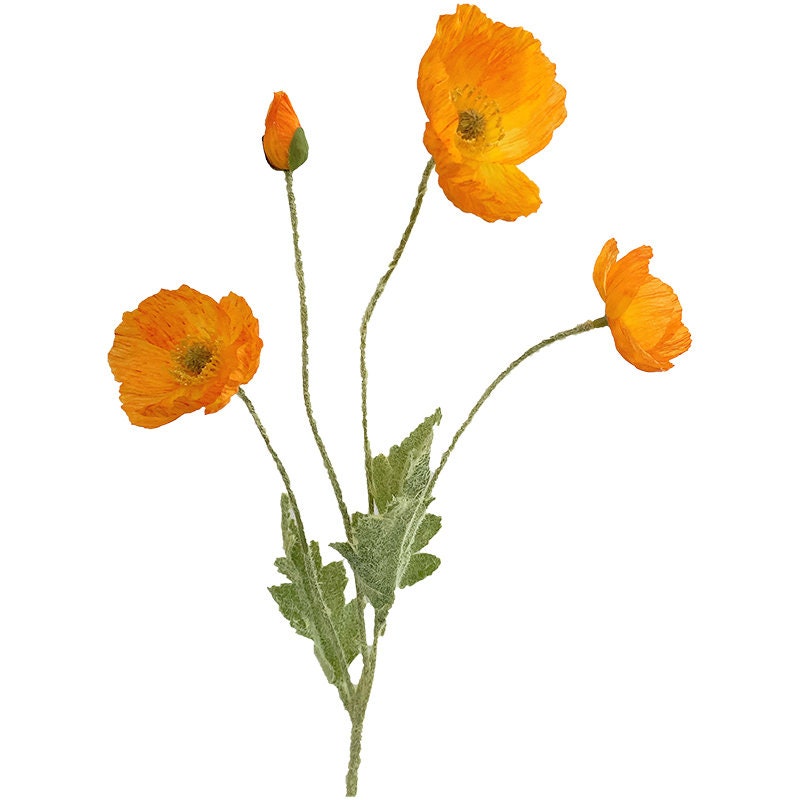 4 Head Faux Poppy Flowers,23.5 Silk Flower Poppy, DIY Florals. Wedding ...