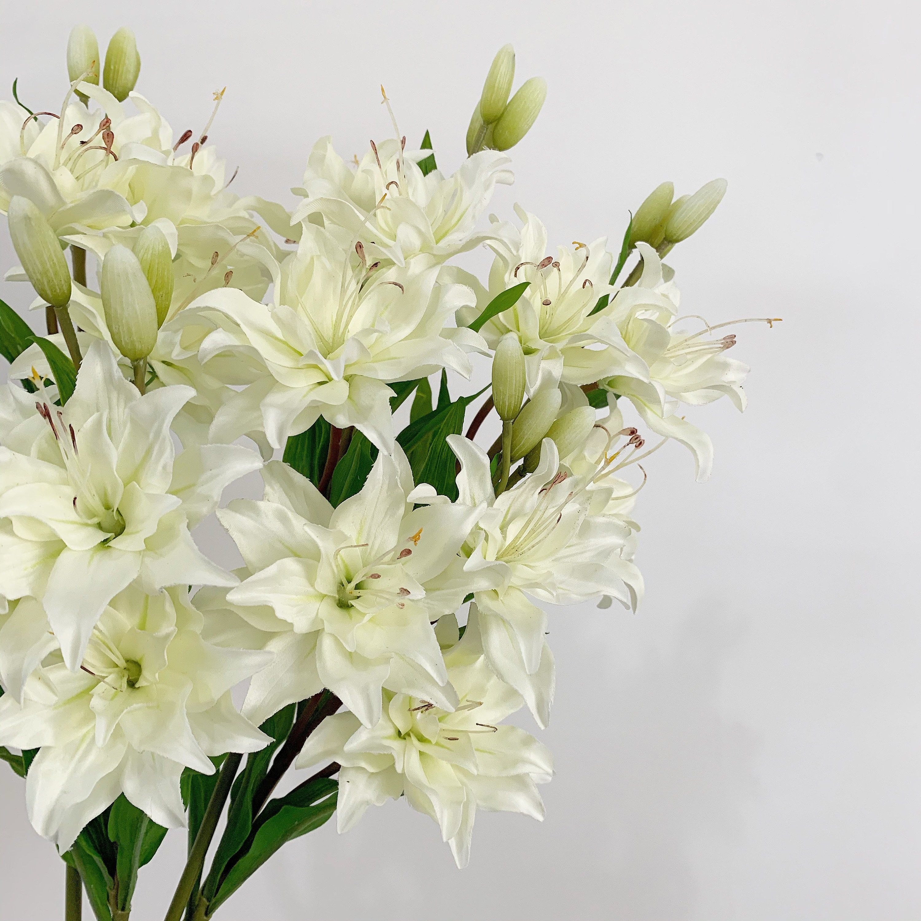 White Lily , Artificial Lilies, Faux Plants, Green Leaves, Wedding DIY ...