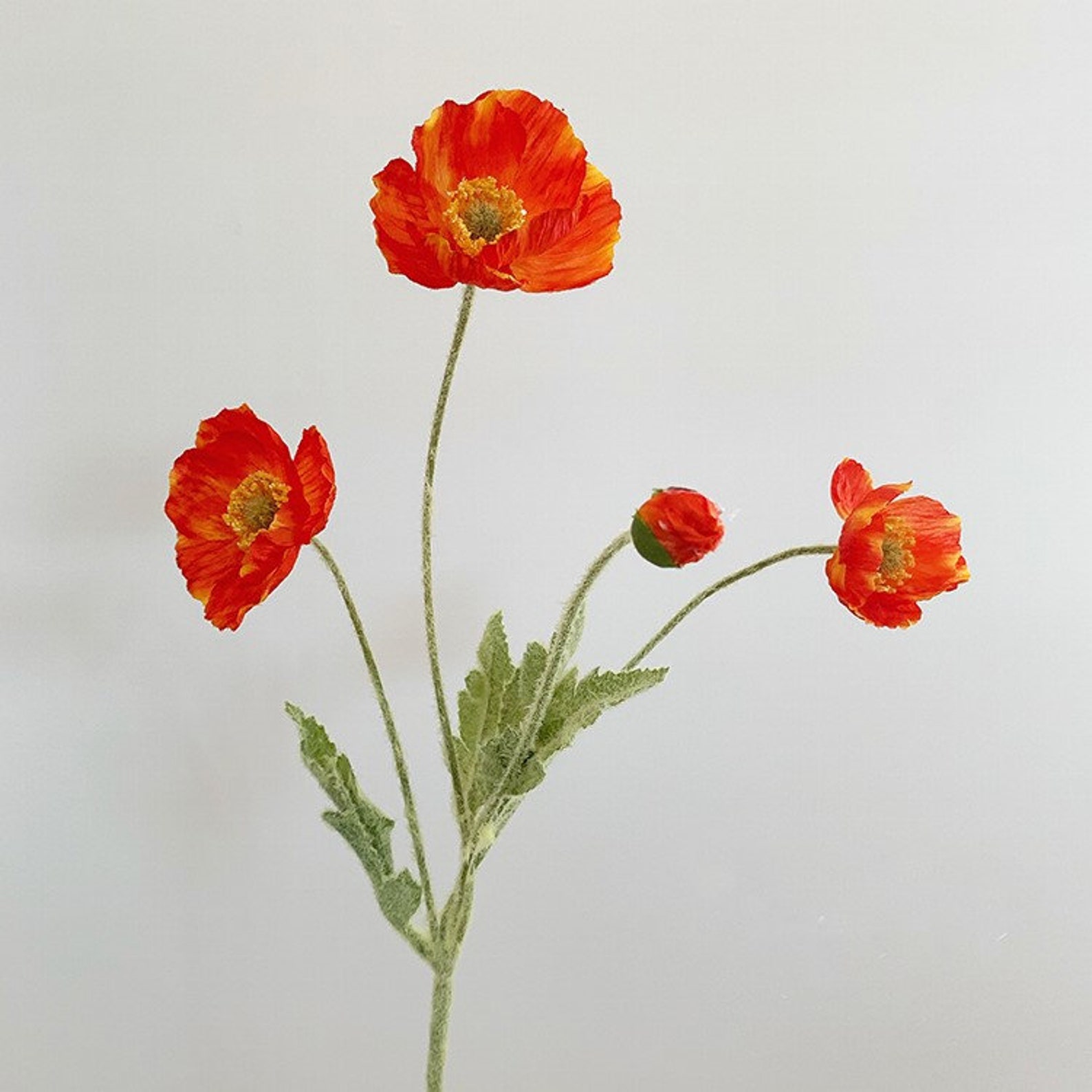 4 Head Faux Poppy Flowers,23.5 Silk Flower Poppy, DIY Florals. Wedding ...