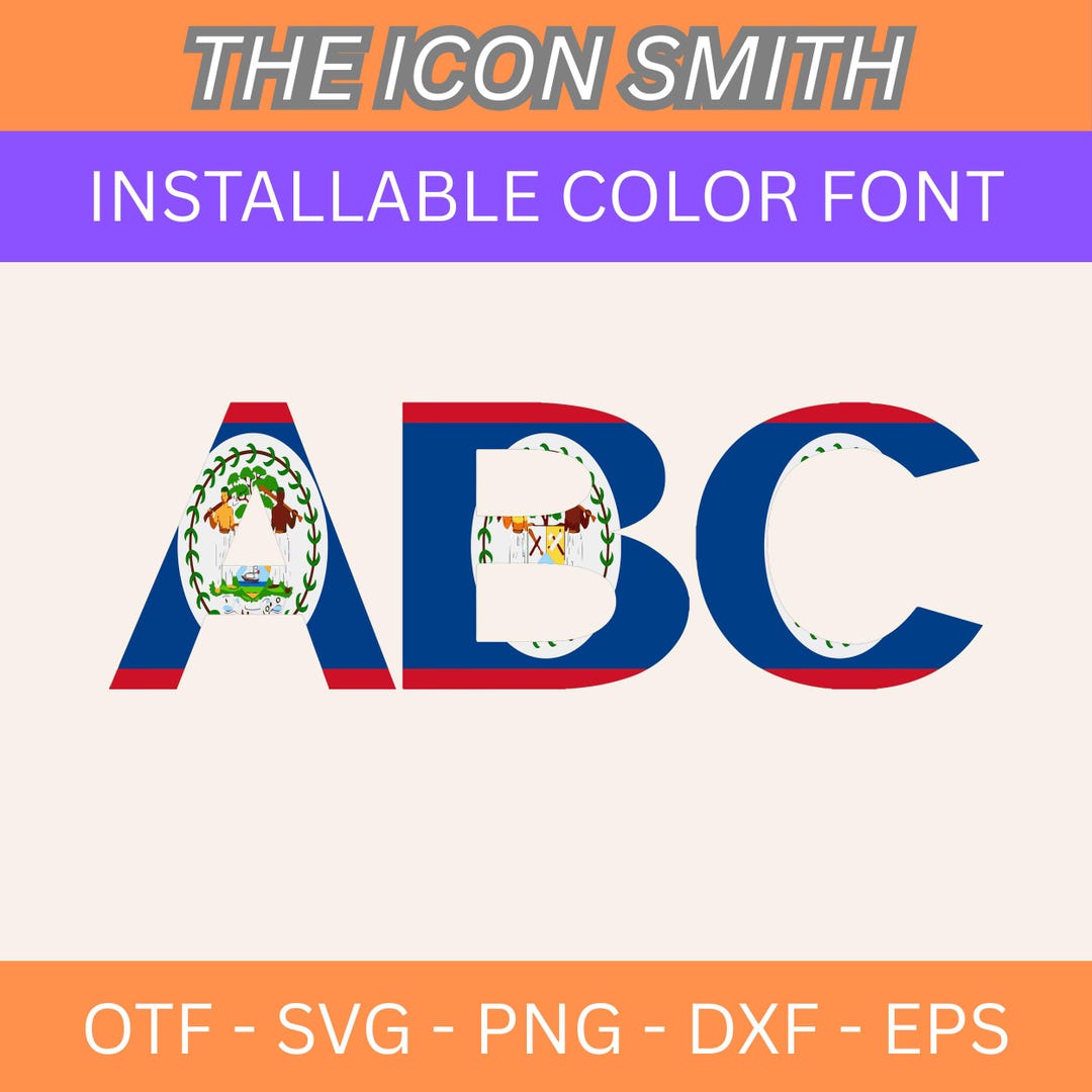 Belize Flag Font, Alpha Set, Letter Svg, Otf Color Font, Uppercase ...