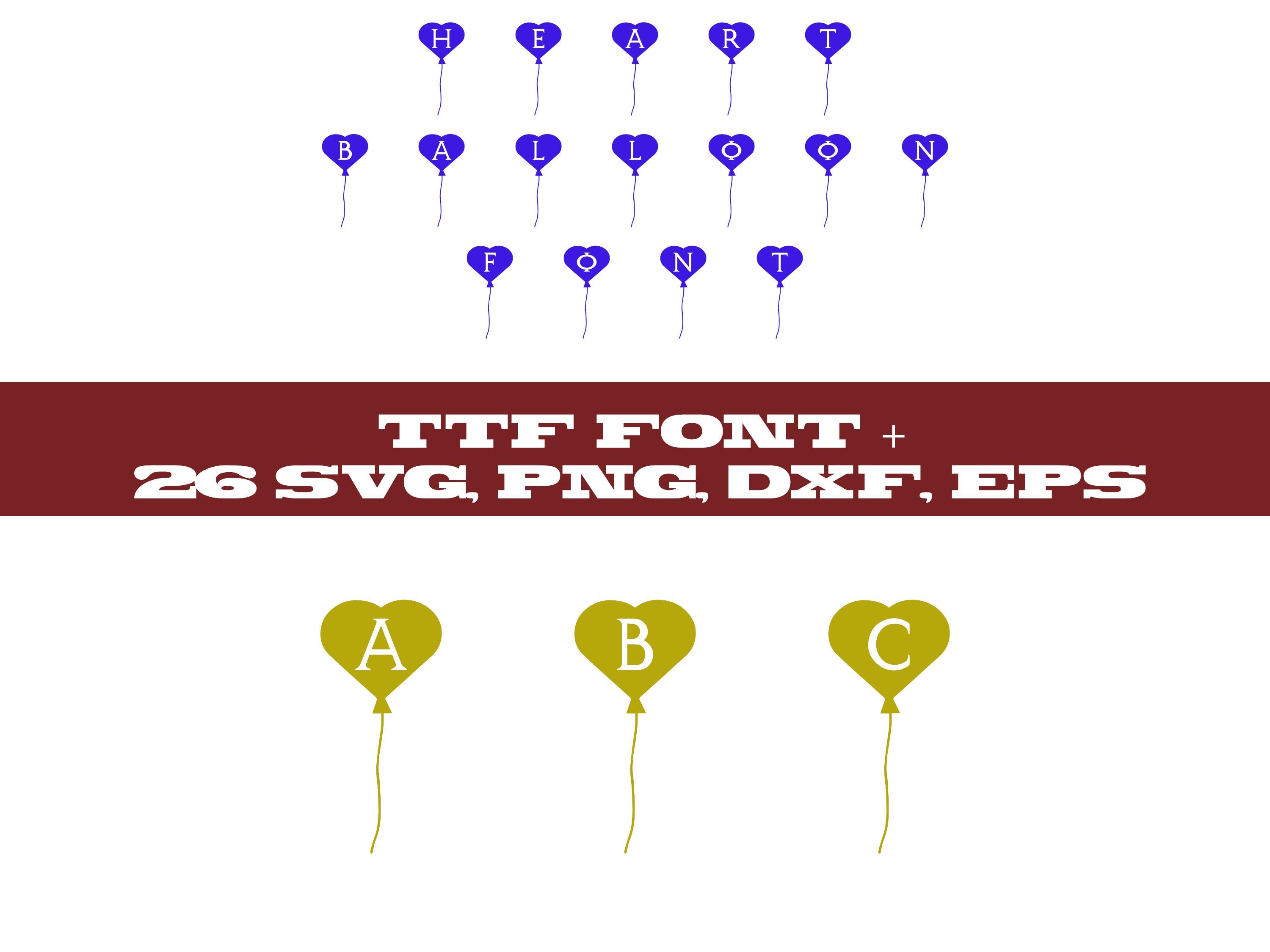 Heart Balloon Font, Heart Balloon Svg, Clipart, Heart Balloon Png, Love ...