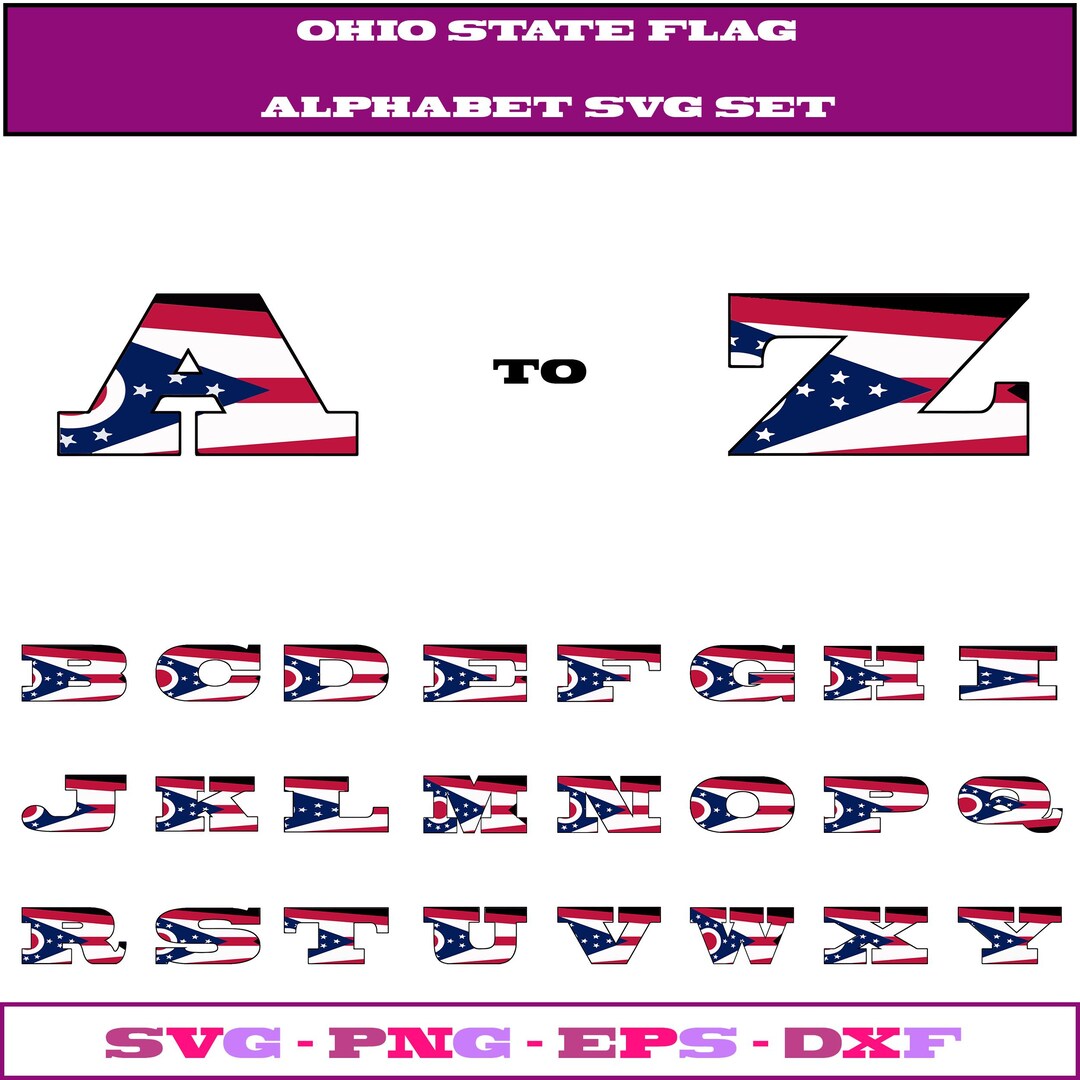 Ohio Svg, Flag, Alphabet, State, Clip Art, Png, Dxf, Eps, Crafting ...