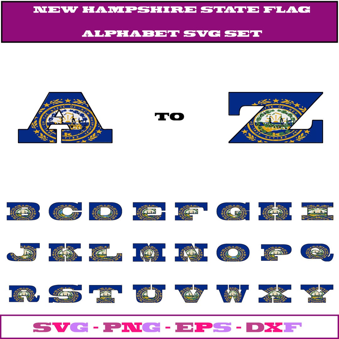 New Hampshire Svg, Flag, Alphabet, State, Clip Art, Png, Dxf, Eps ...