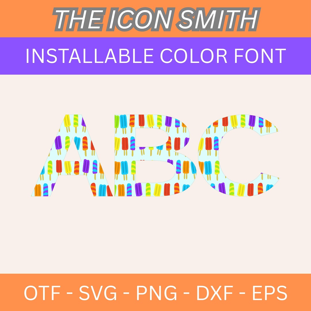 Popsicle Pattern Font, Alpha Set, Letter Svg, Otf Color Font, Uppercase ...