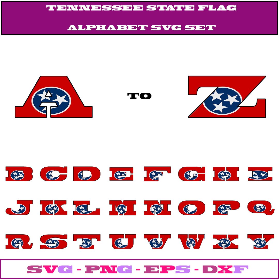 Tennessee Svg, Flag, Alphabet, State, Clip Art, Png, Dxf, Eps, Crafting ...