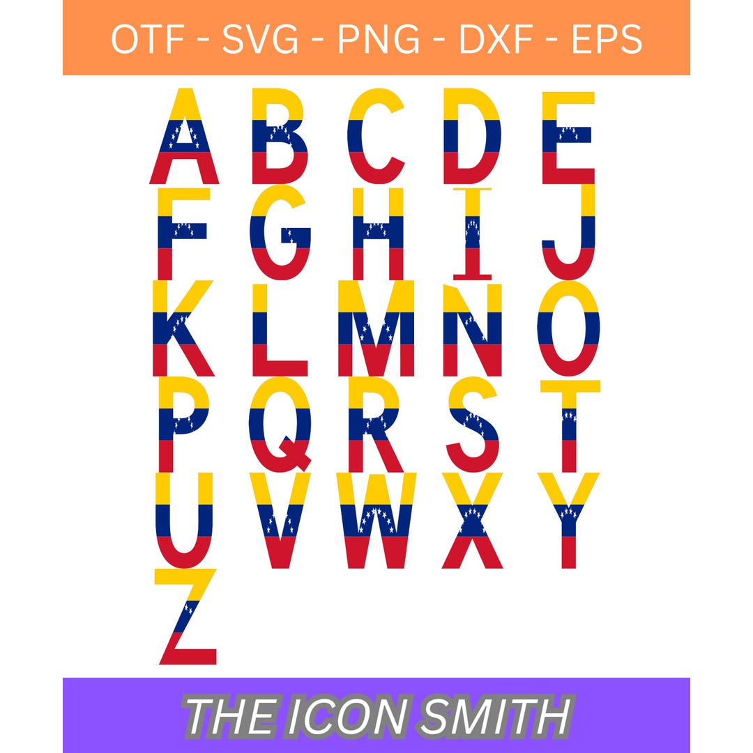 Venezuela Flag Font Alphabet, Clipart Letters, Otf Svg Png Dxf Eps ...