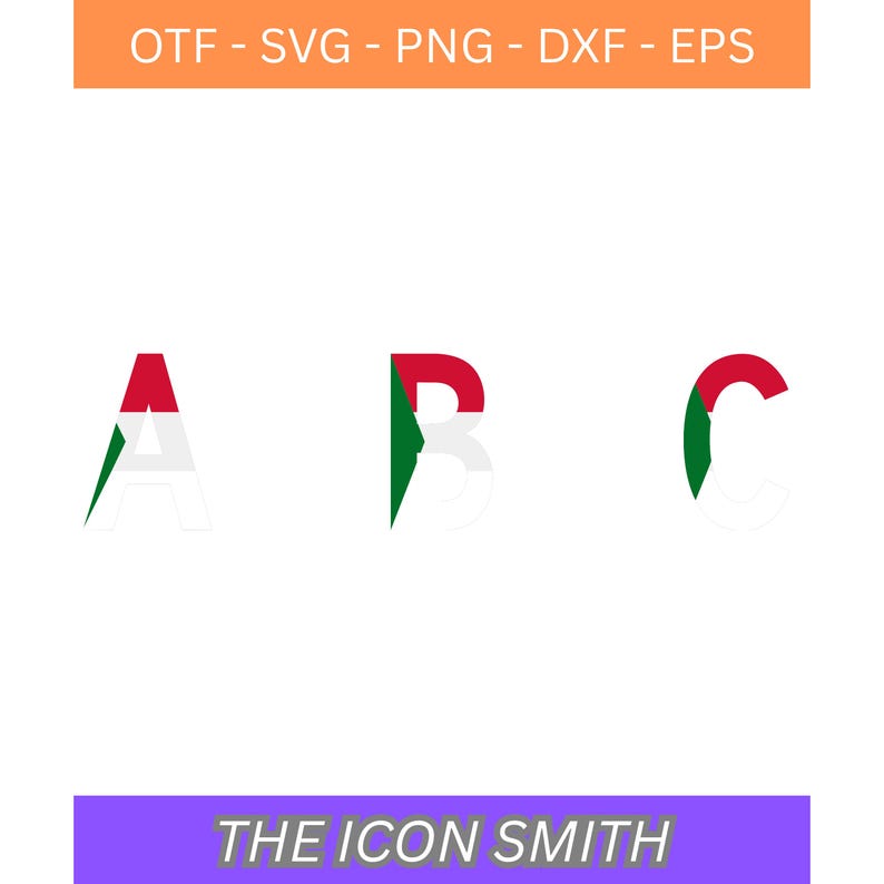 Sudan Flag Font Alphabet, Clipart Letters, Otf Svg Png Dxf Eps Digital ...