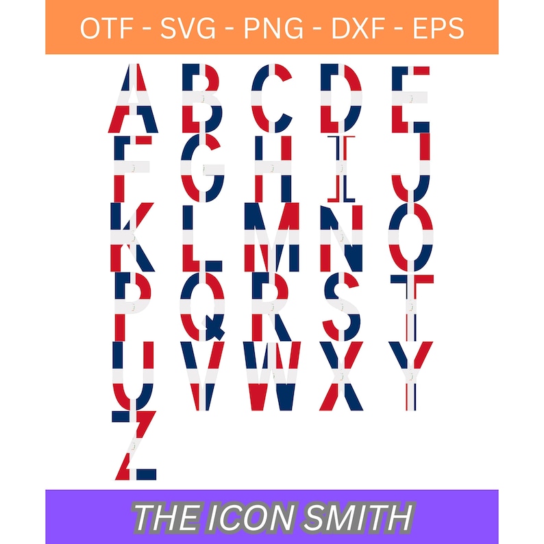 Dominican Republic Flag Font Alphabet, Clipart Letters, Otf Svg Png Dxf ...