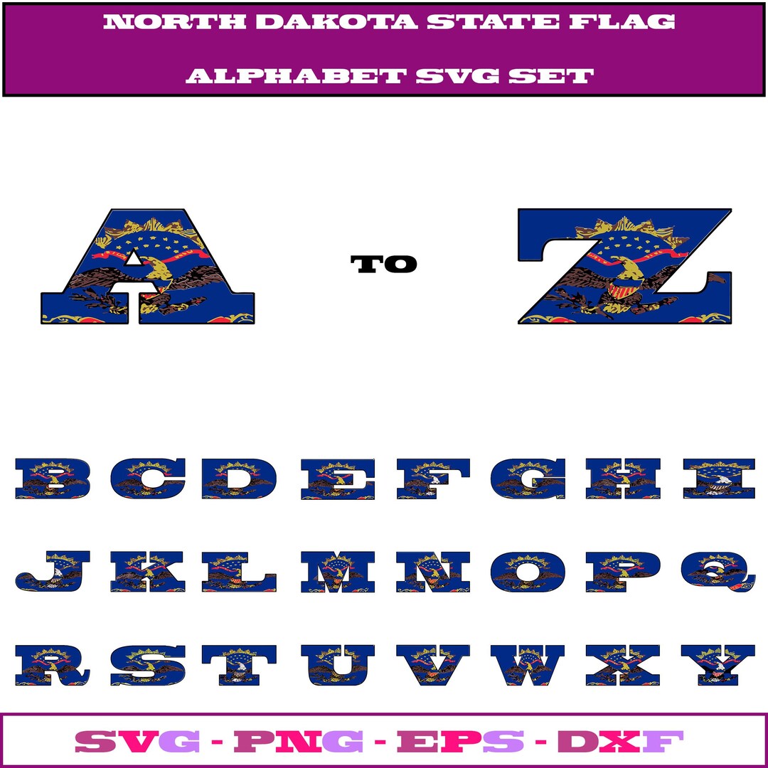 North Dakota Svg, Flag, Alphabet, State, Clip Art, Png, Dxf, Eps ...