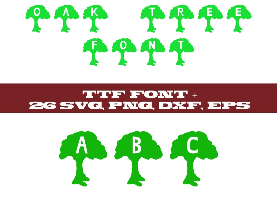 Oak Tree Font, Oak Tree Svg, Oak Tree Clipart, Clip Art, Oak Tree Png ...