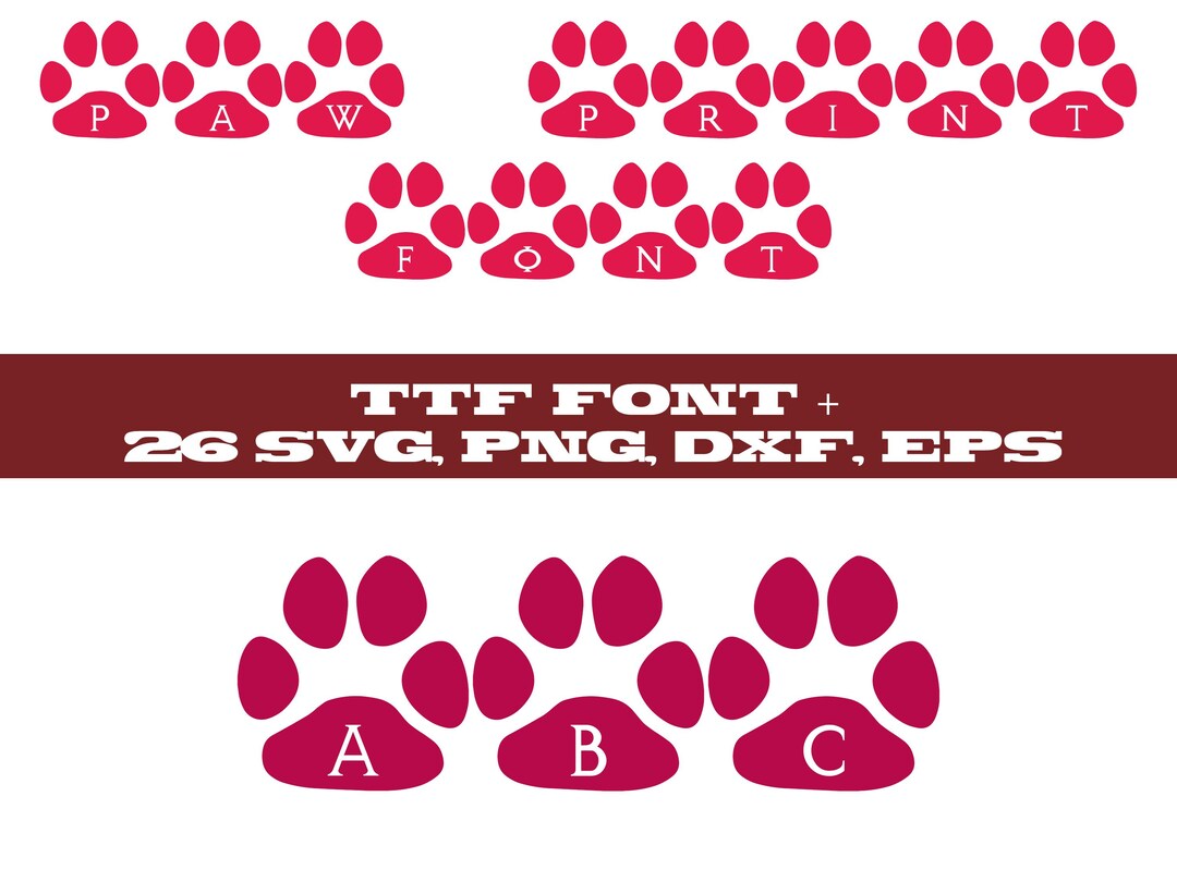 Paw Print Font, Paw Print Svg, Paw Print Clipart, Clip Art, Paw Print ...