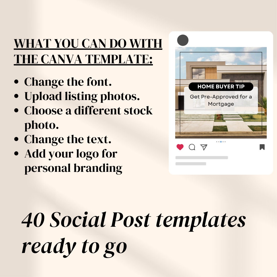 Instagram Post Template for Real Estate Agents, Canva Template, Realtor ...