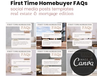 First Time Homebuyer Faqs for Social Media, Canva Template, Social ...