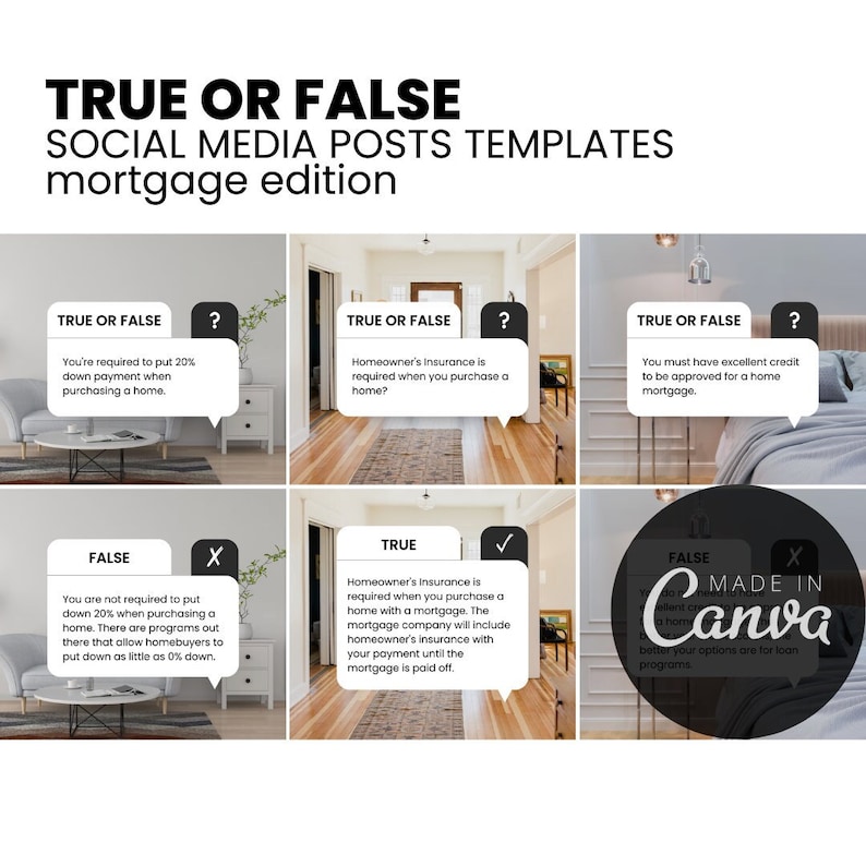 True or False Social Media Posts, Mortgage Marketing, Realtor Marketing ...