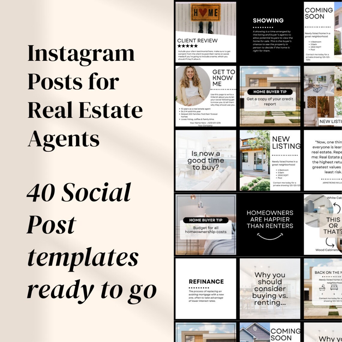 Instagram Post Template for Real Estate Agents, Canva Template, Realtor ...