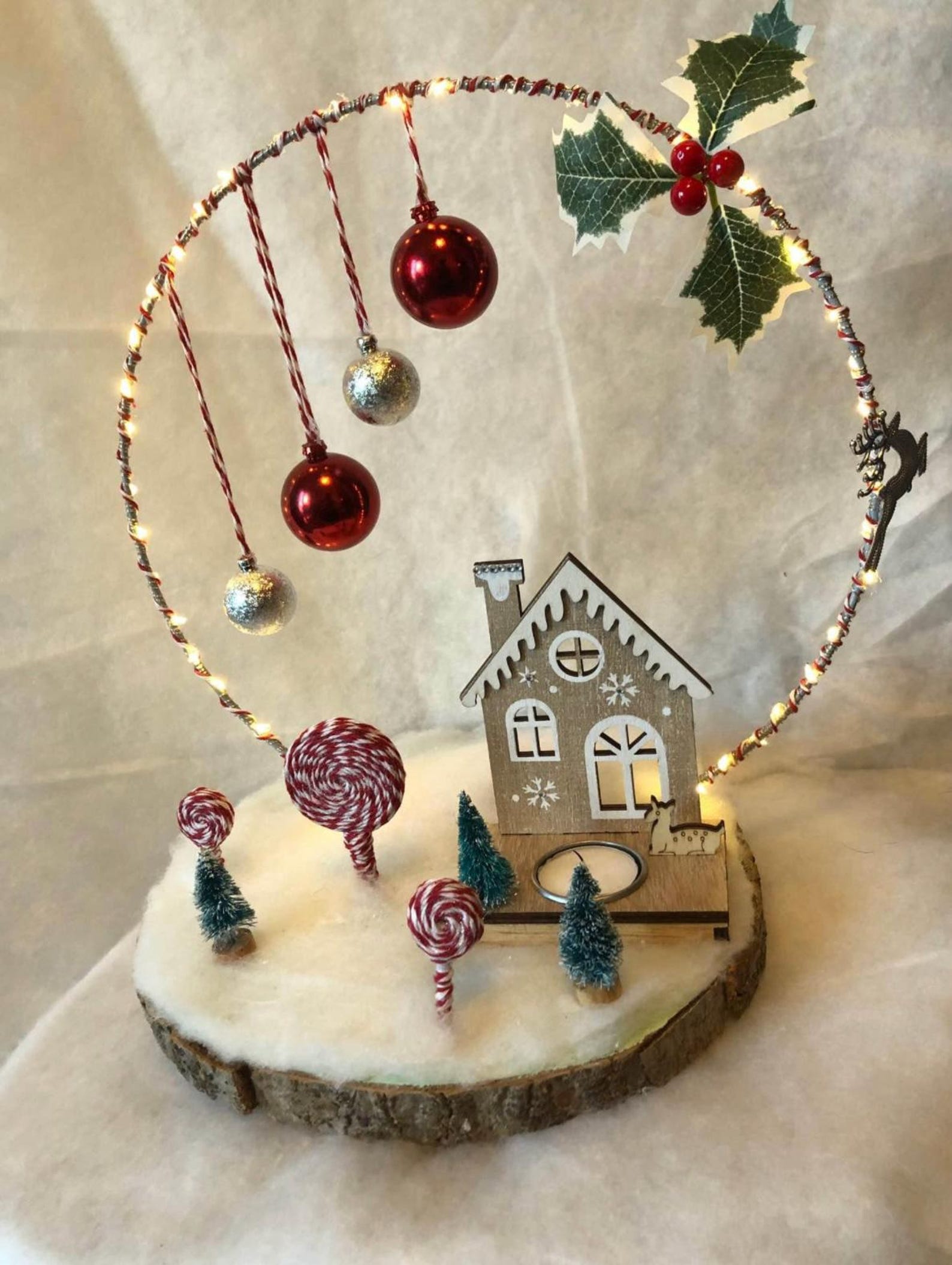 Christmas Bauble Table Centrepiece Light up Bauble Hula Hoop Ring With ...