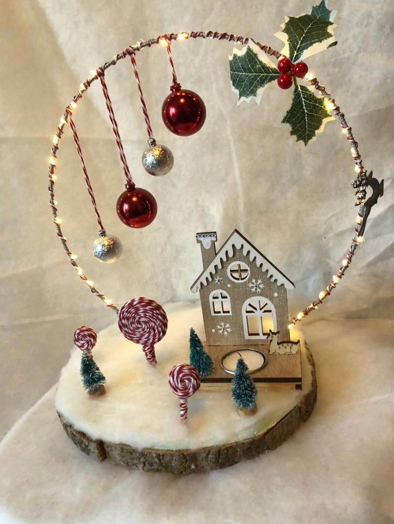 Christmas Bauble Table Centrepiece Light up Bauble Hula Hoop Ring With ...