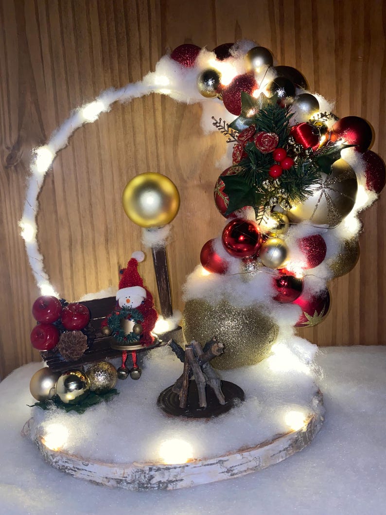 Christmas Bauble Table Centrepiece Light up Bauble Hula Hoop Ring With ...