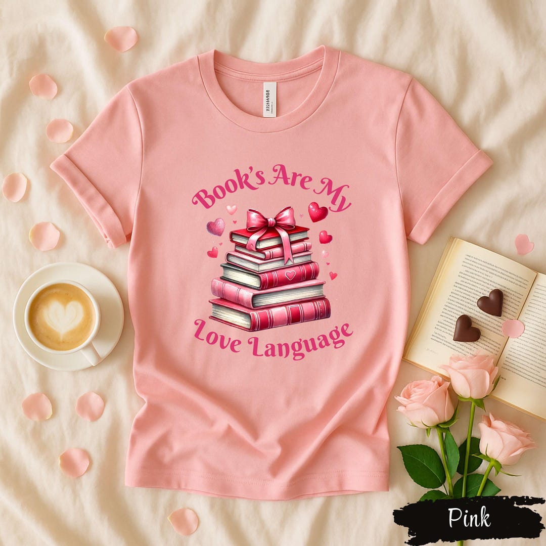 Books Are My Love Language PNG, Valentine Reader Artwork, Pink Stacked ...