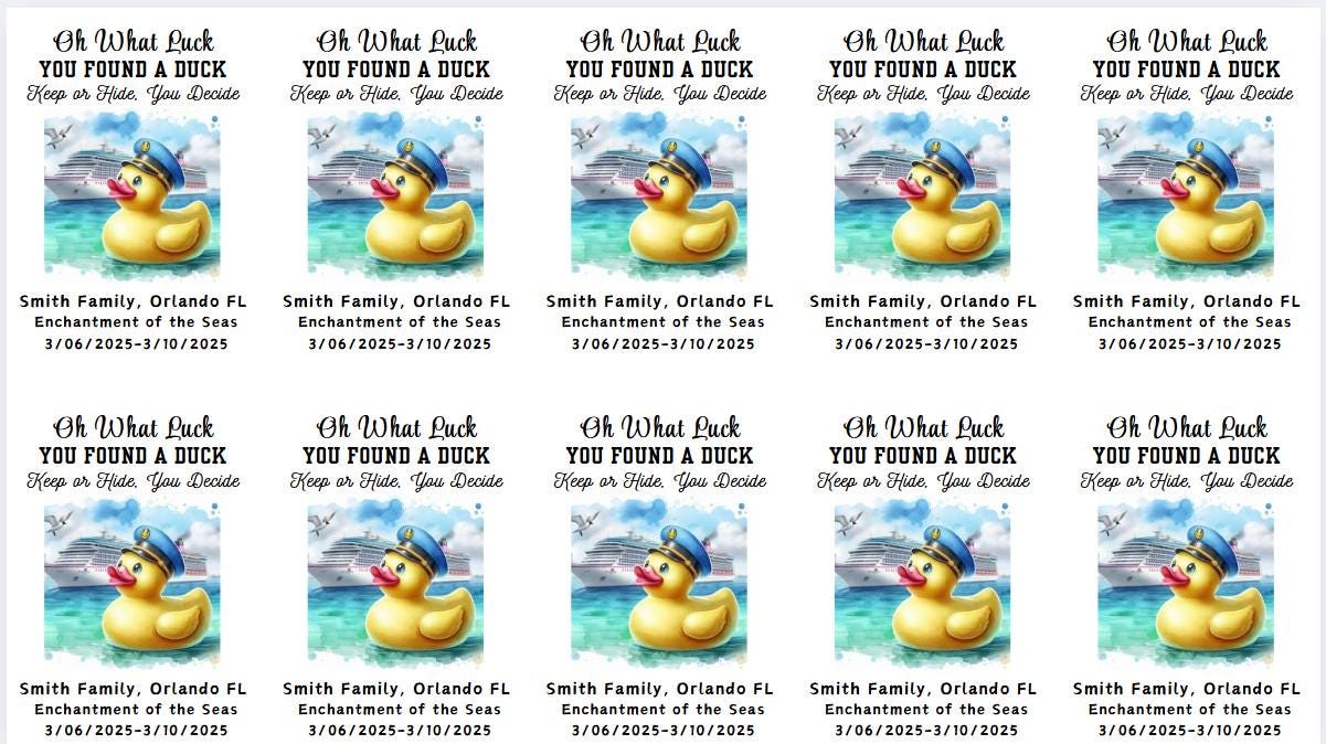 Editable Cruising Duck Tag Template | Canva Editable Cruise Duck PDF ...