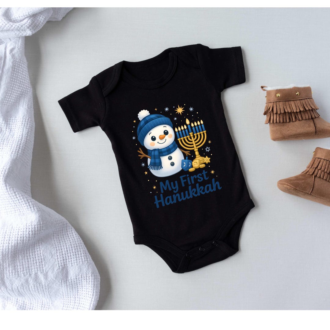 My First Hanukkah PNG | Baby Hanukkah PNG | Cute Snowman Menorah Design ...