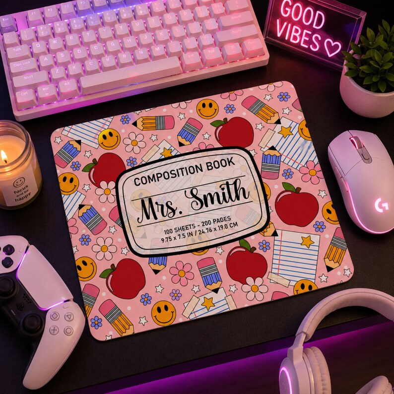 Personalized Teacher Mouse Pad, Custom Teacher Name Mousepad, School ...
