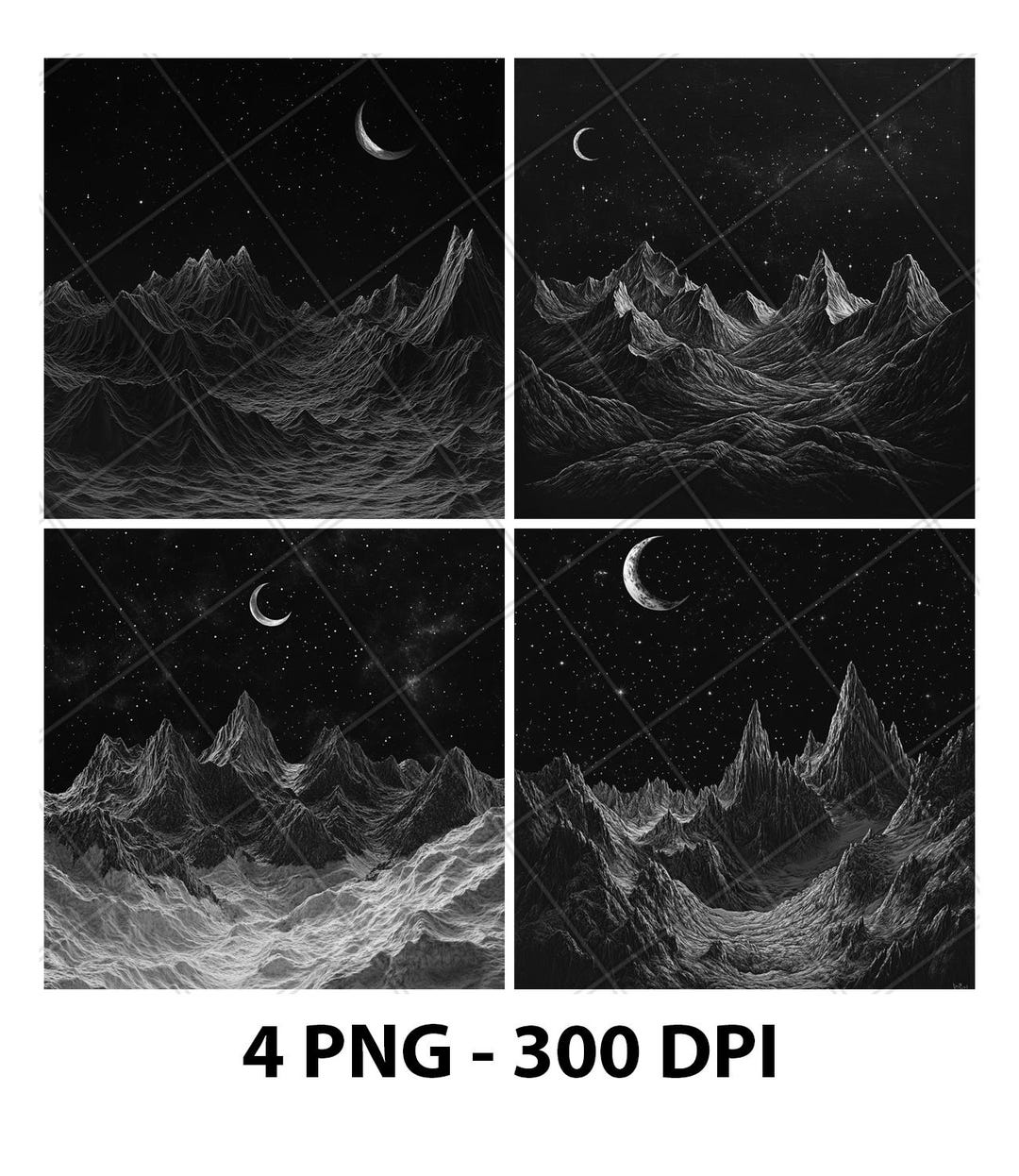 Mountain Range Starry Night Sky Laser Engraving File Slate PNG Coaster ...